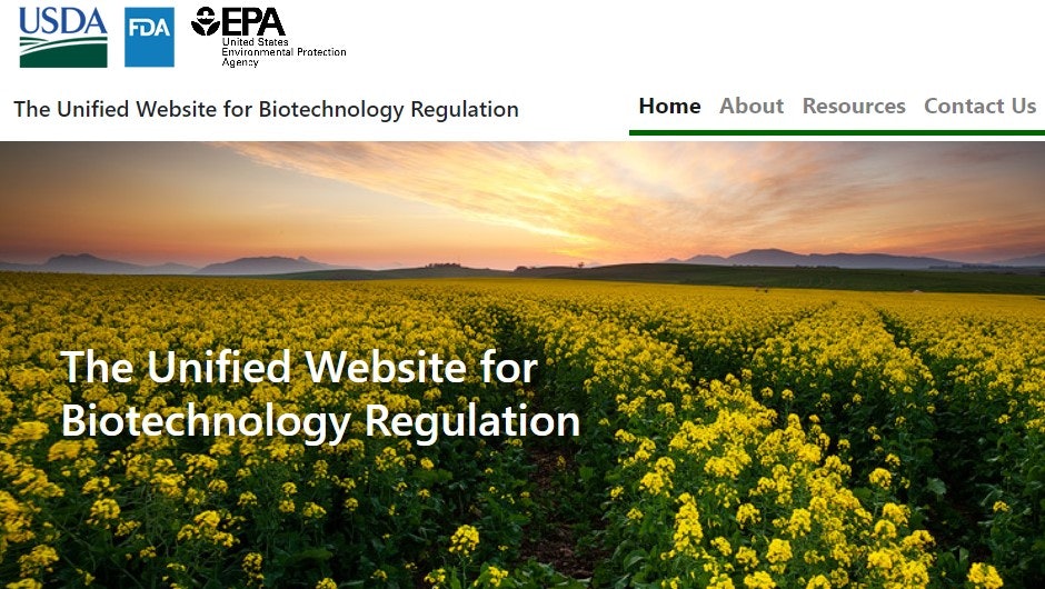 USDA, FDA, EPA Launch Website for Biotechnology Regulation ... USDA, FDA, EPA Launch Website for Biotechnology Regulation ...